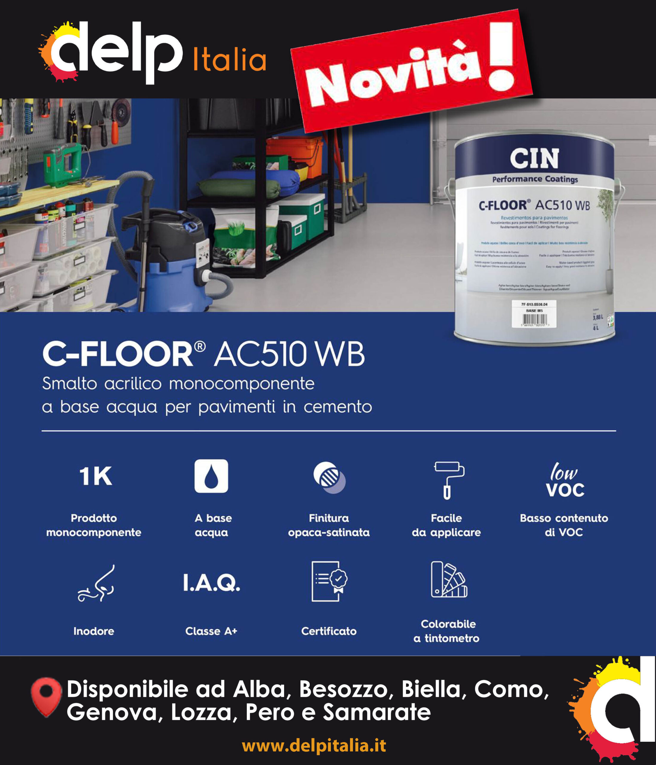C-FLOOR® AC510 WB per superfici in cemento come depositi e garage